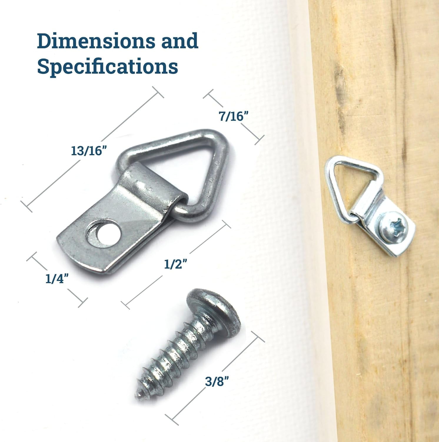 FUGee-Compact Triangle Ring Mini 1-Hole Art Hanger for Wood Frames, 100 ...
