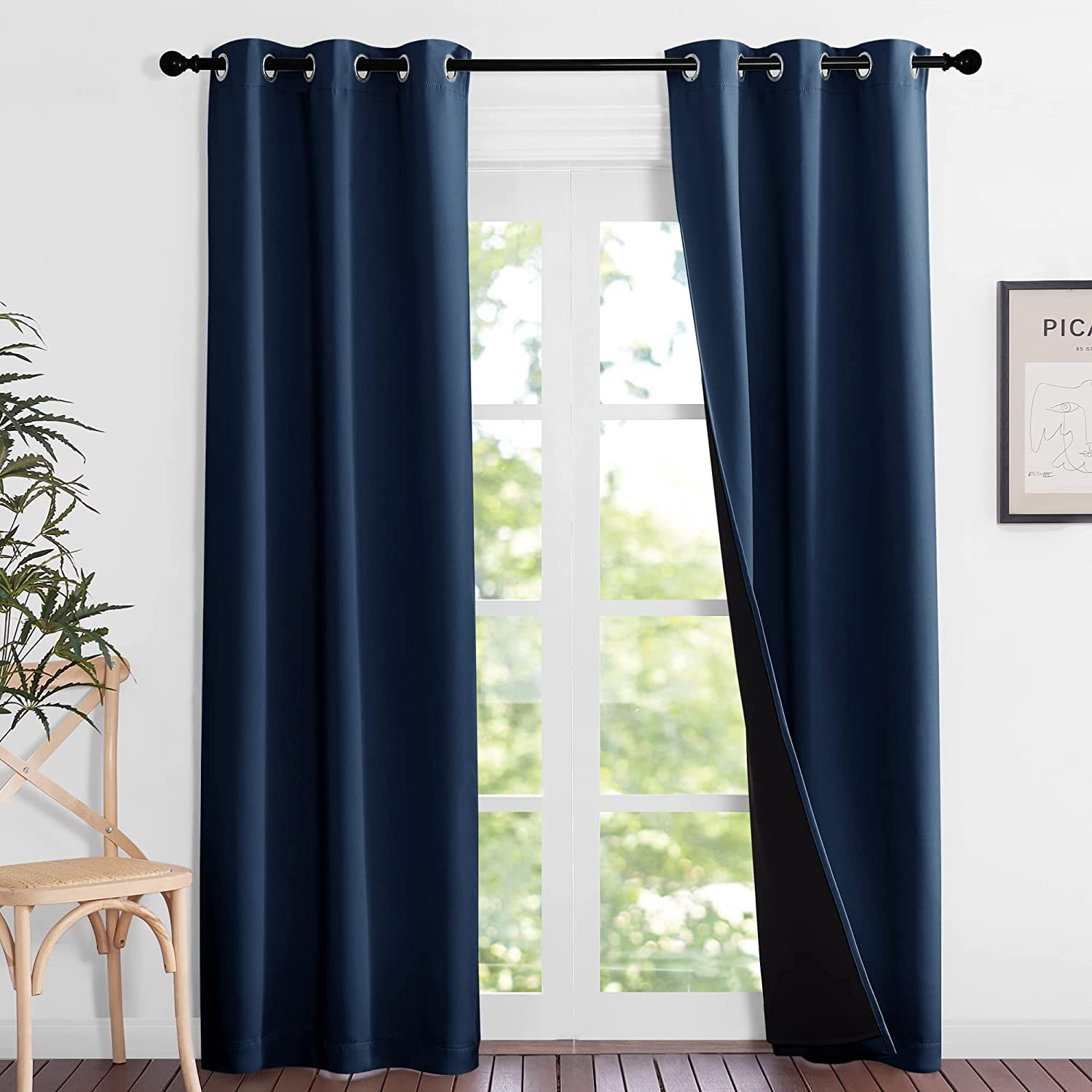 FUGee-Complete 100% Blackout Curtain Set, Thermal Insulated & Energy ...