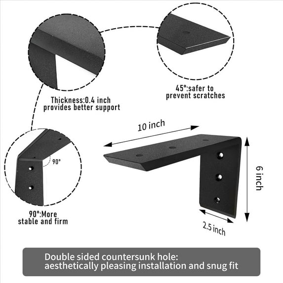 FUGee-Countertop Support Brackets 10 Inch Heavy Duty 0.4 Inch Thick ...