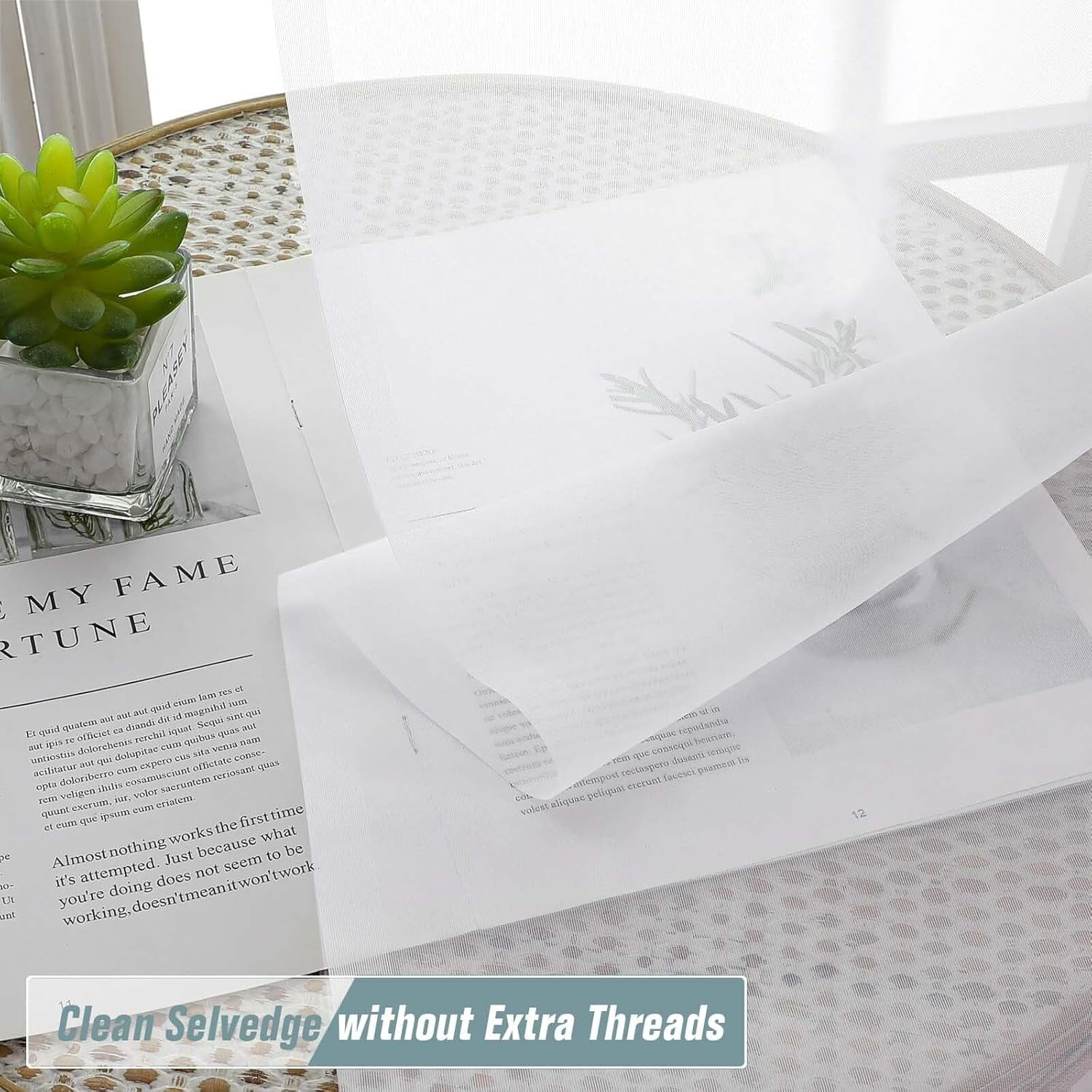 FUGee-Cream Window Sheer Curtains 54 inch Length, Soft Airy Light ...