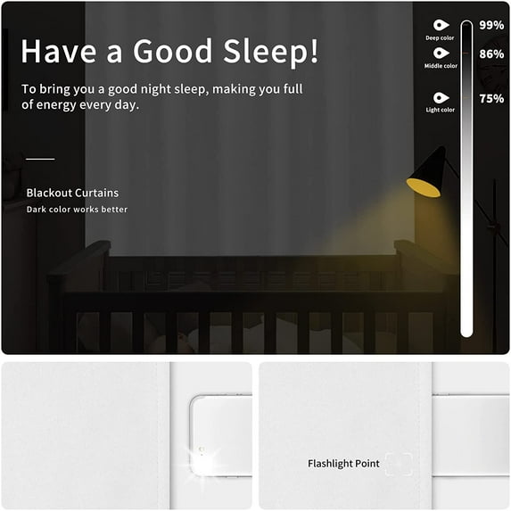 FUGee-Curtains for Bedroom, Solid Thermal Insulated Grommet and Noise ...