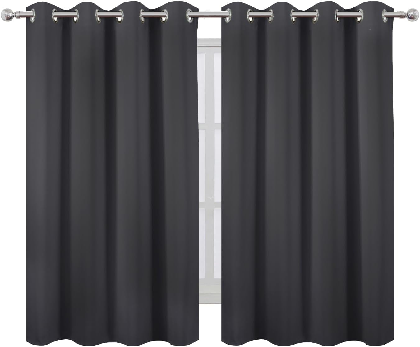 FUGee-Dark Grey Thermal Blackout Curtains/52 x 54 Inch/Set of 2 Panels ...