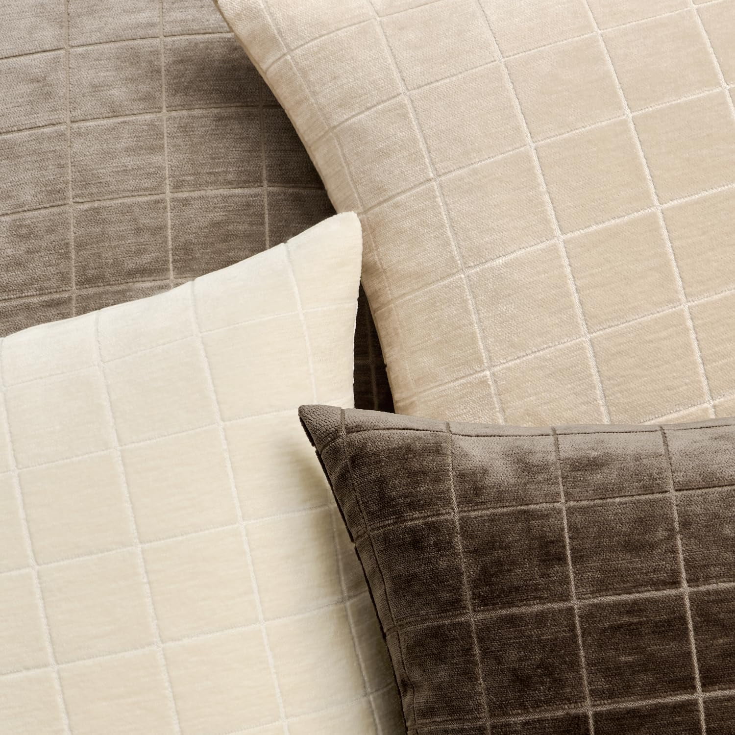 FUGee-Decorative Chenille Check Throw Pillow Covers Vintage Plaid Couch ...