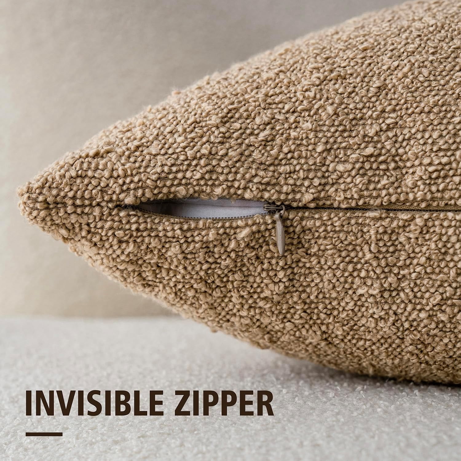 FUGee-Decorative Textured Boucle Throw Pillow Covers Accent Solid ...