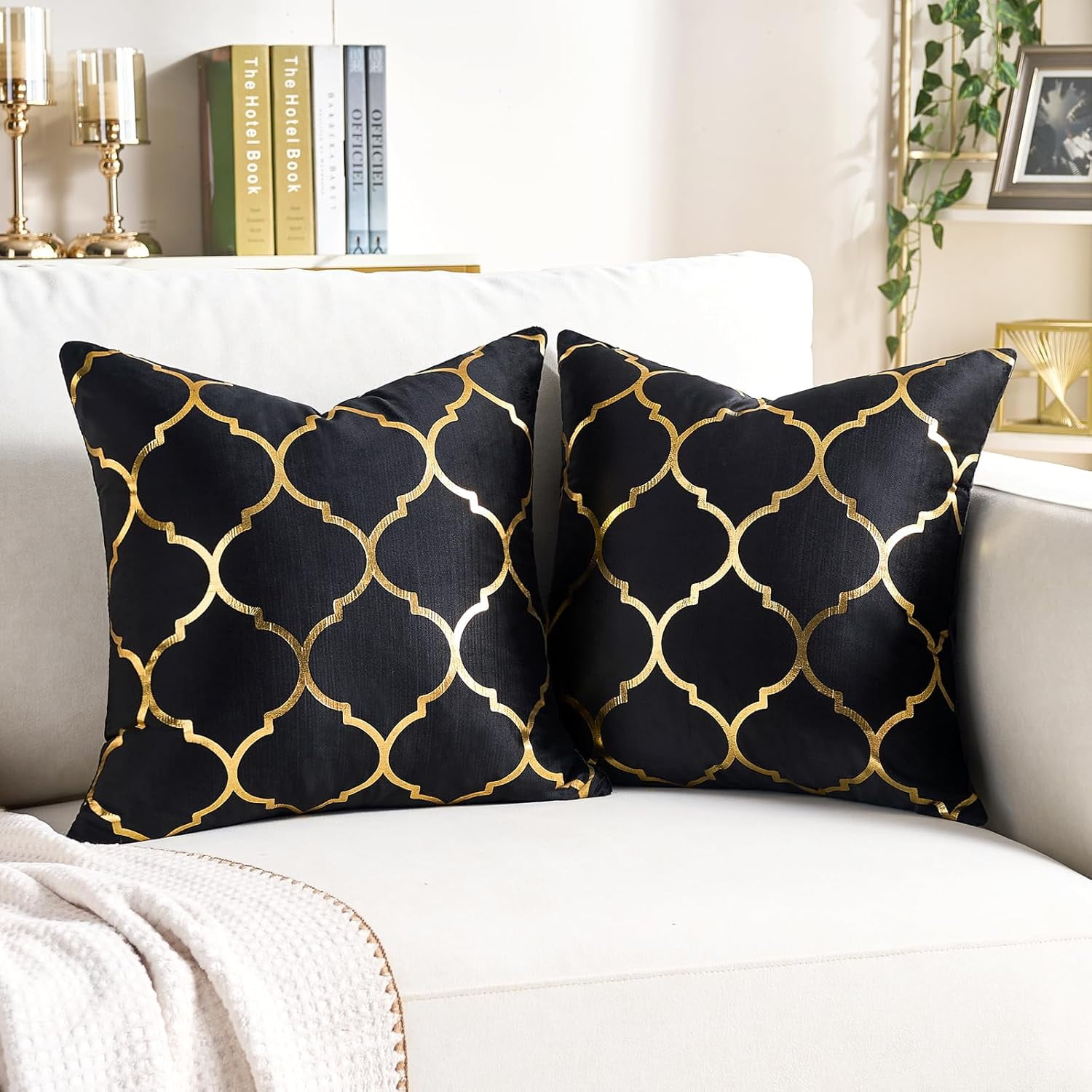 FUGee-Decorative Throw Pillow Covers Teal, 14 x 36 Gold Velvet Lumbar ...