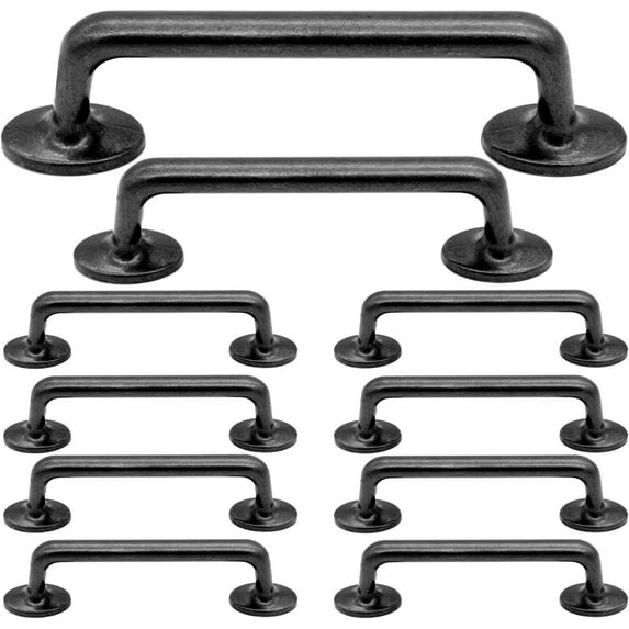 FUGee-Drawer Pulls Black Silver Rustic Cabinet Handles Hole Center 3.86 ...
