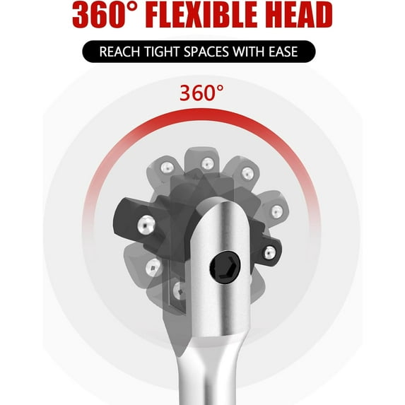 FUGee-Dual Drive Breaker Bar 1/2" and 3/8" Drive, 16-Inch 360 ...