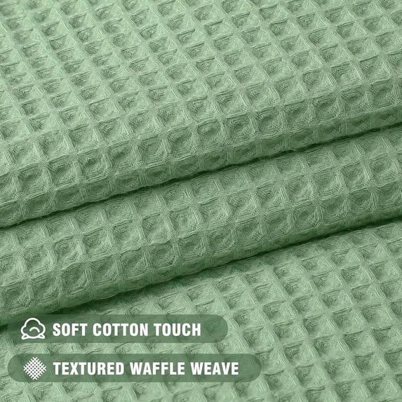 FUGee-Extra Long Green Waffle Weave Shower Curtain Cotton Fabric ...