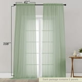 FUGee-Extra Long Sheer Sage Green Curtains for Bedroom Living Room 108 ...