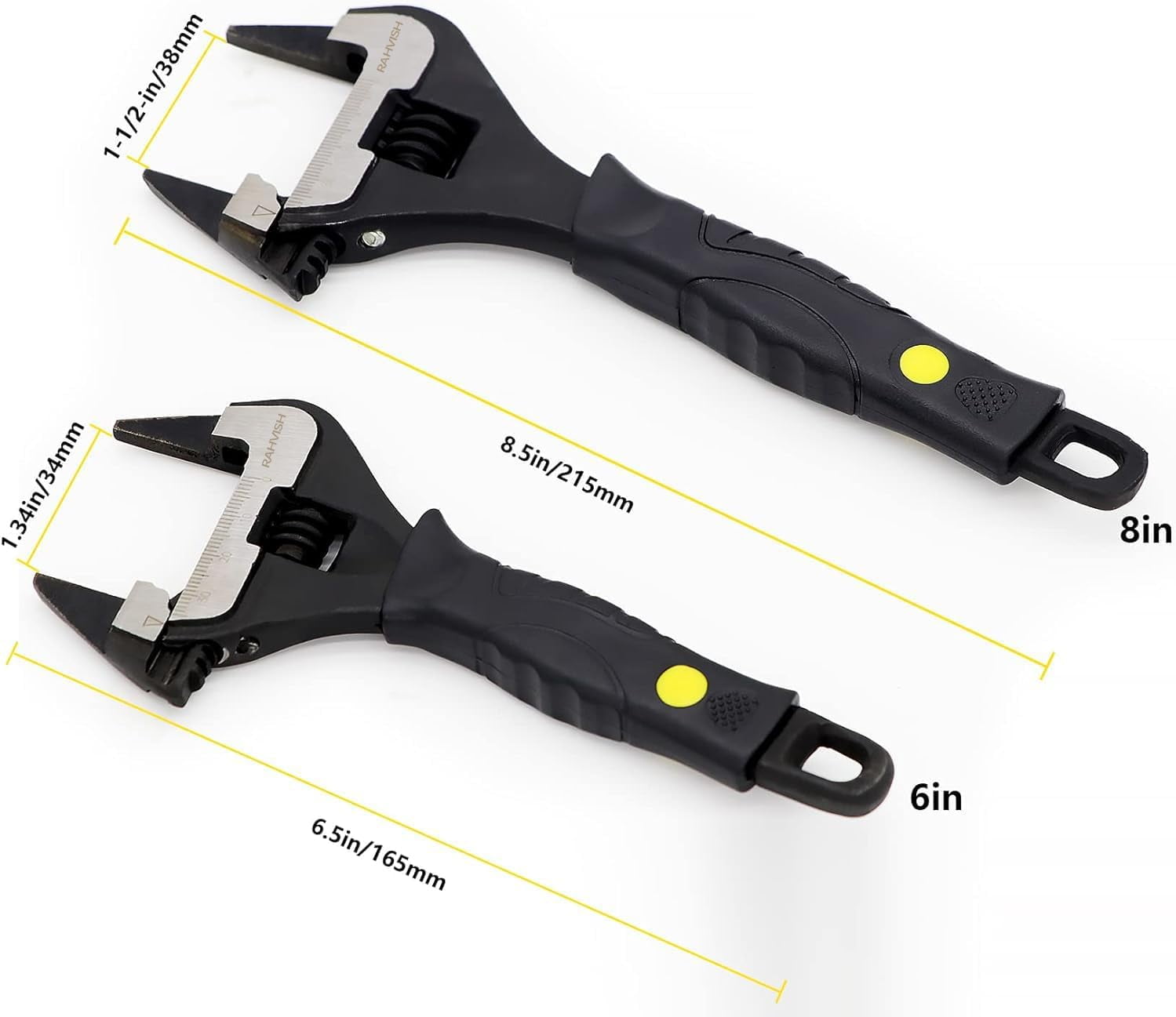 FUGee-Extra Slim Jaw 6-Inch Adjustable Wrench,Large Opening,Precise Jaw ...