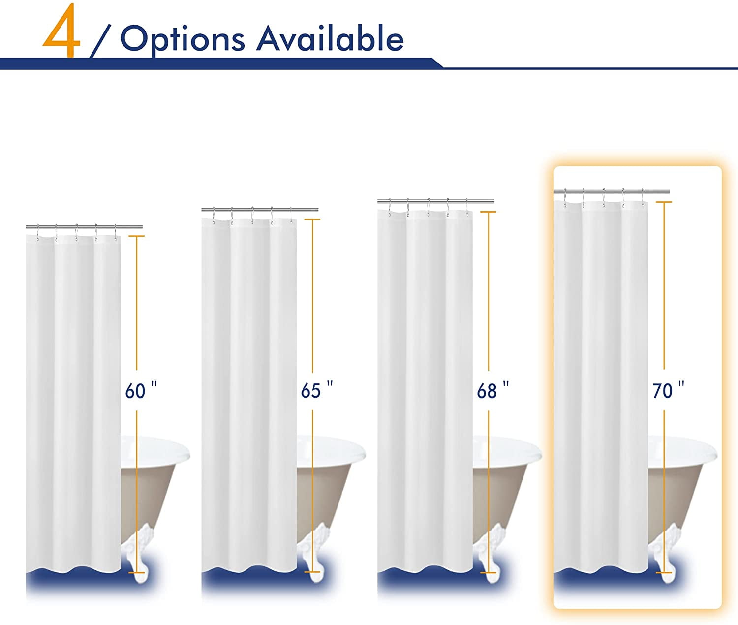 FUGee-Fabric Shower Curtain Liner 69 x 70 inches, Hotel Quality ...