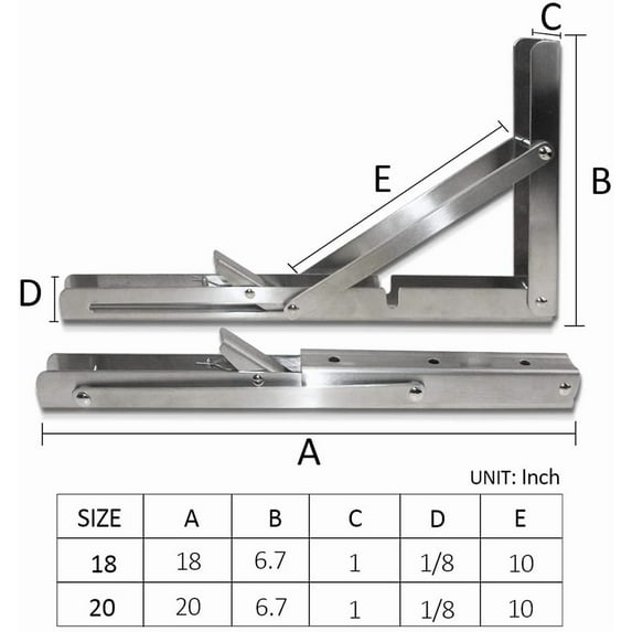 FUGee-Folding Shelf Brackets - 18 Inch Heavy Duty Stainless Steel ...