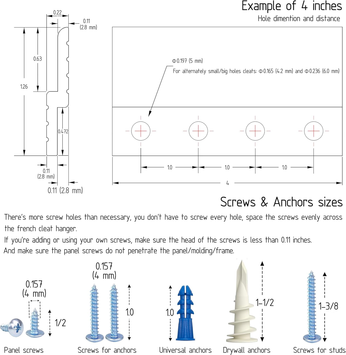 FUGee-French Cleats 26 inch - Supports 130 lbs - Heavy Duty Z Bar ...