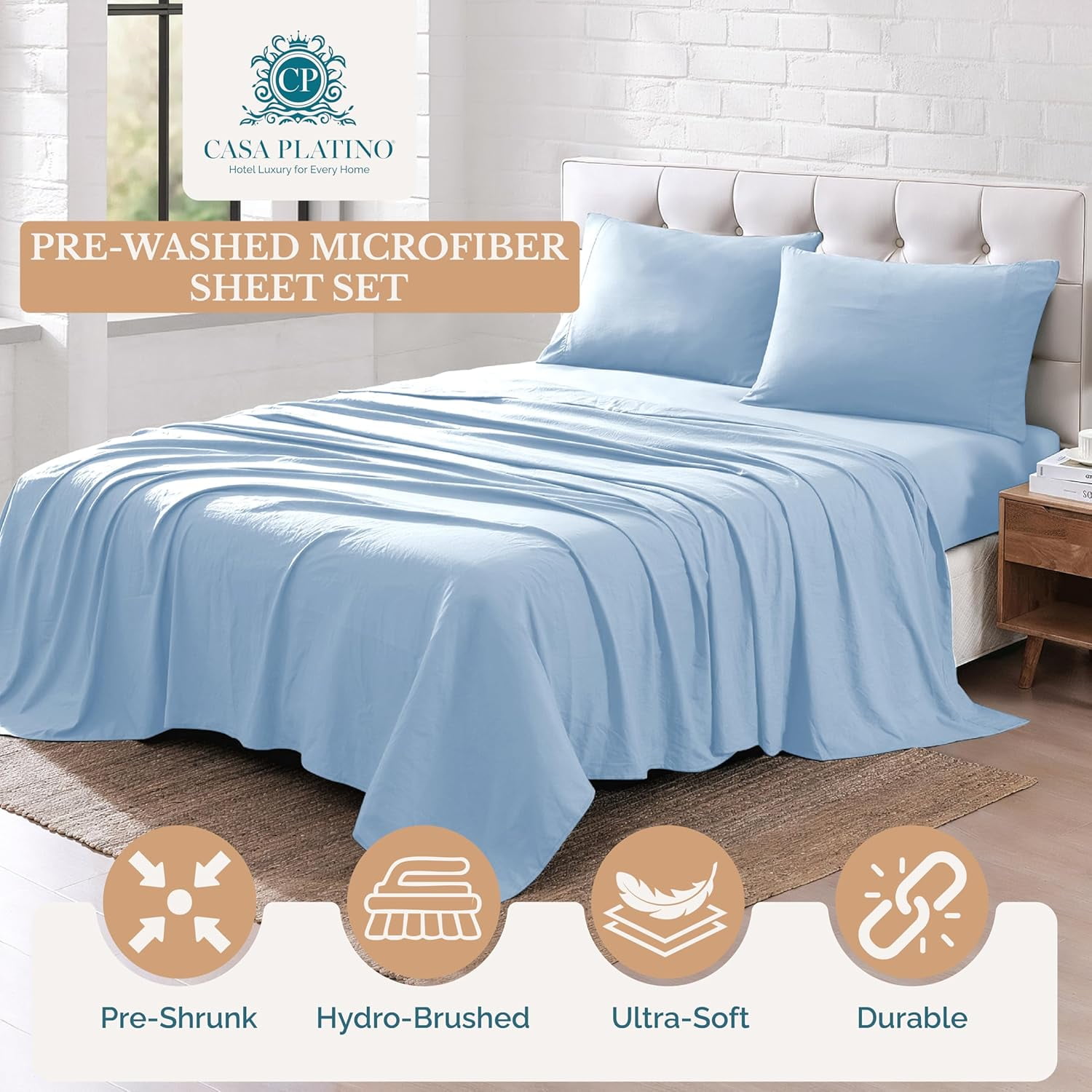 FUGee-Full Bed Set, Pre-Washed Ultra Soft & Breathable Full Bed Sheets ...