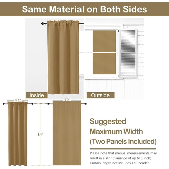 FUGee-Gold Blackout Curtains for Bedroom 84 Inch Length 2 Panels Set ...