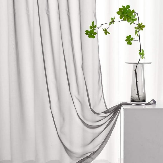 FUGee-Gray Sheer Voile Curtains 72 Inches Long Translucent Solid Color ...