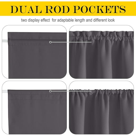 FUGee-Grey Door Curtains for Window - 20 x 72 inches Long Blackout ...