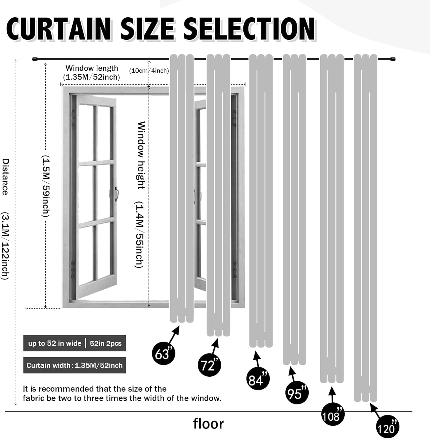 FUGee-Home Curtains Blackout and Sheer Layered Solid Window Curtain ...