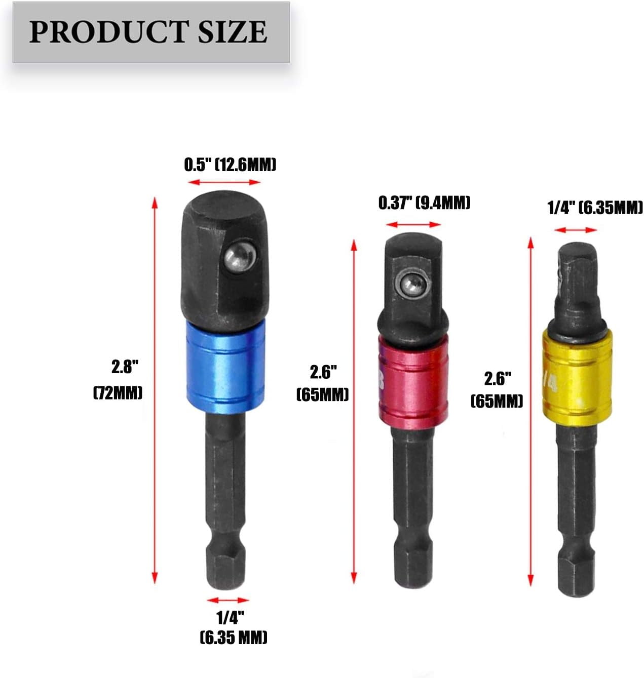 FUGee-Impact Grade Socket Adapter Set 3PCS Drill Socket Adapter Drill ...
