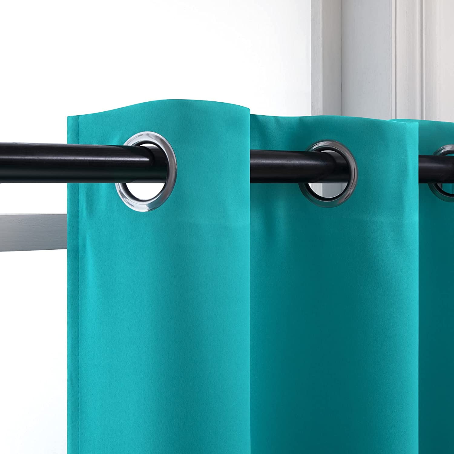 FUGee-Kitchen Blackout Short Curtains Grommet Top Light Grey 30 Inches ...