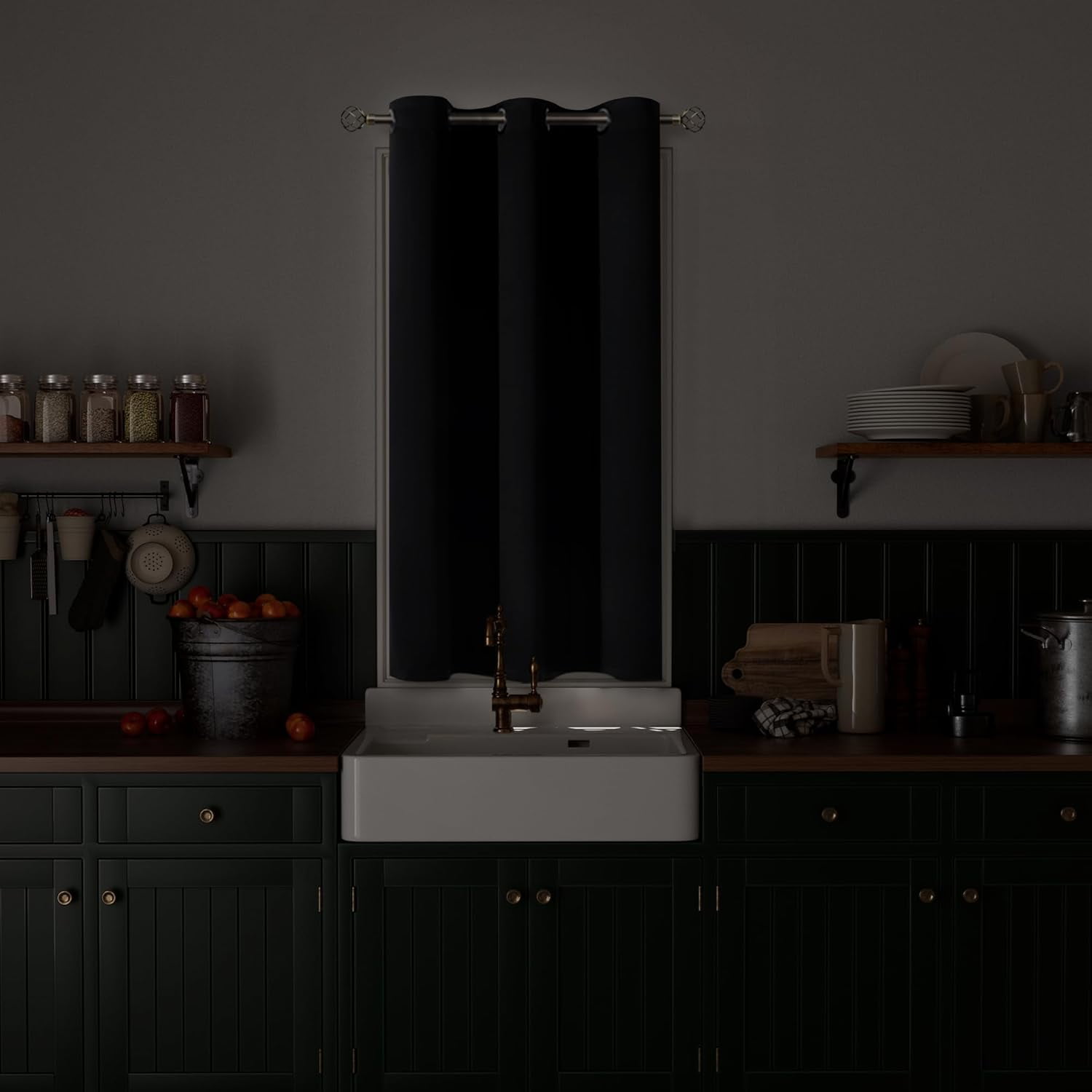 FUGee-Kitchen Curtain 45 Inch Length, Short Blackout Curtain for Small ...