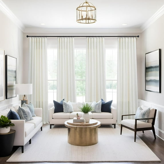 FUGee-Kitchen Curtains 45 Inch Length,Farmhouse Boho Sheer Linen Rod ...