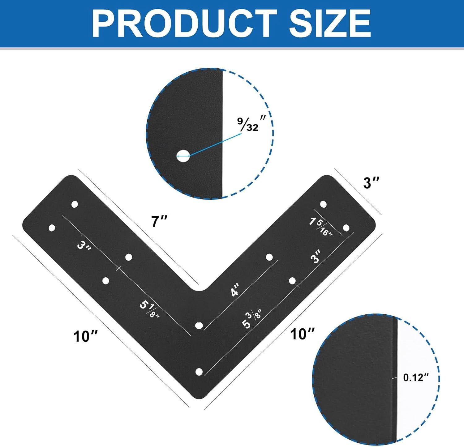 FUGee-L Right Angle Bracket 2pcs,10x10 Inch Mending Plate Flat Straight ...