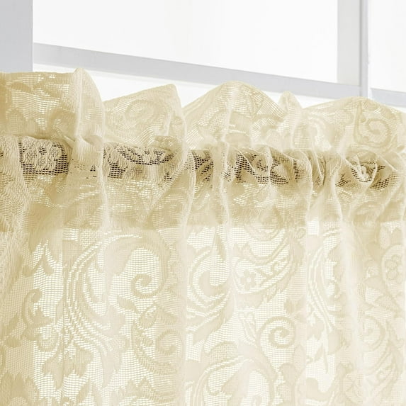 FUGee-Lace Half Window Curtains 30 Inch Length - Sheer Beige Boho ...