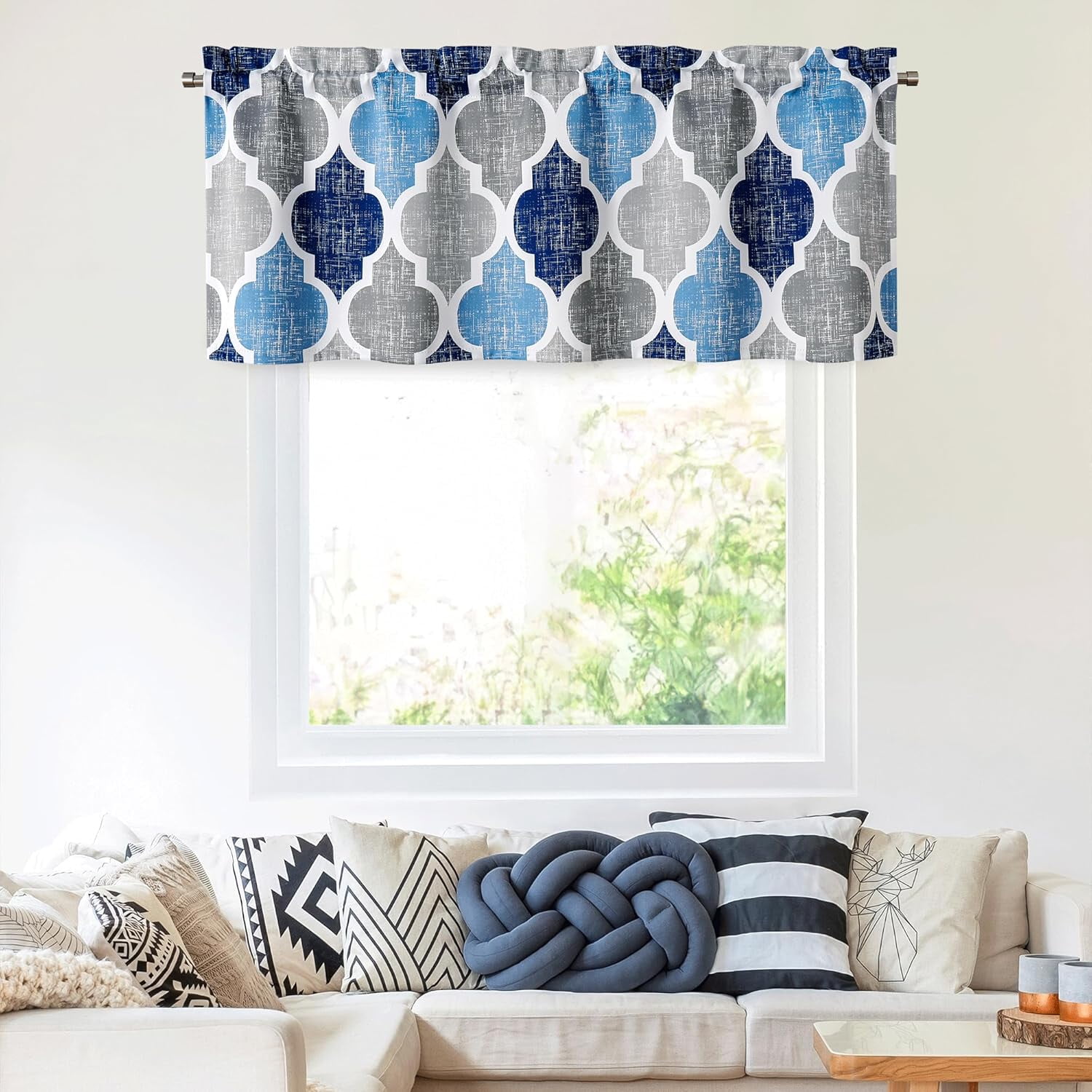 FUGee-Lattice Blackout Window Valance Curtain Panels Thermal Insulated ...