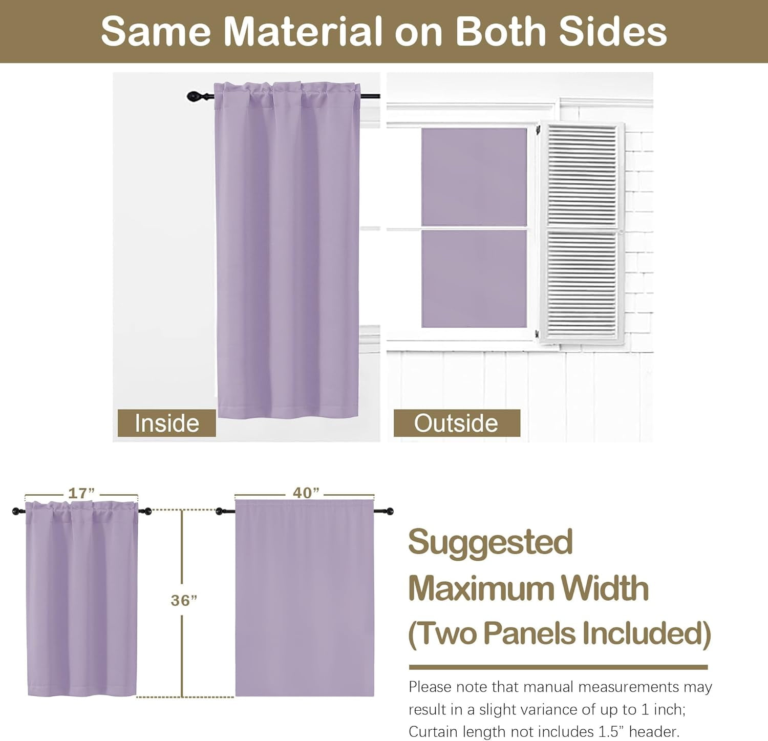 FUGee-Lavender Blackout Curtains for Small Window Treatment, Light ...