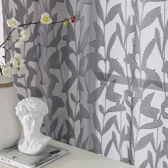 FUGee-Leyna 2 Panels Blush Pink Sheer Curtains 63 Inch Length for ...