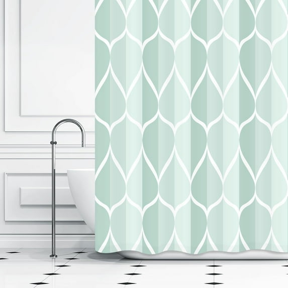 FUGee-Light Green Geometric Shower Curtain, Waterproof Design and ...
