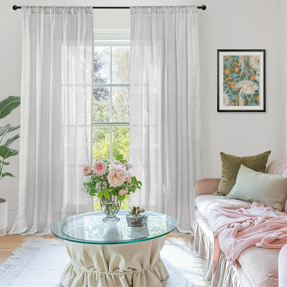 FUGee-Light Grey Linen Curtains 80 Inch Length for Living Room, Window ...