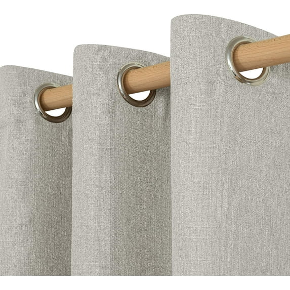 FUGee-Light Grey Linen Curtains for Living Room 78 inch Length, Thick ...