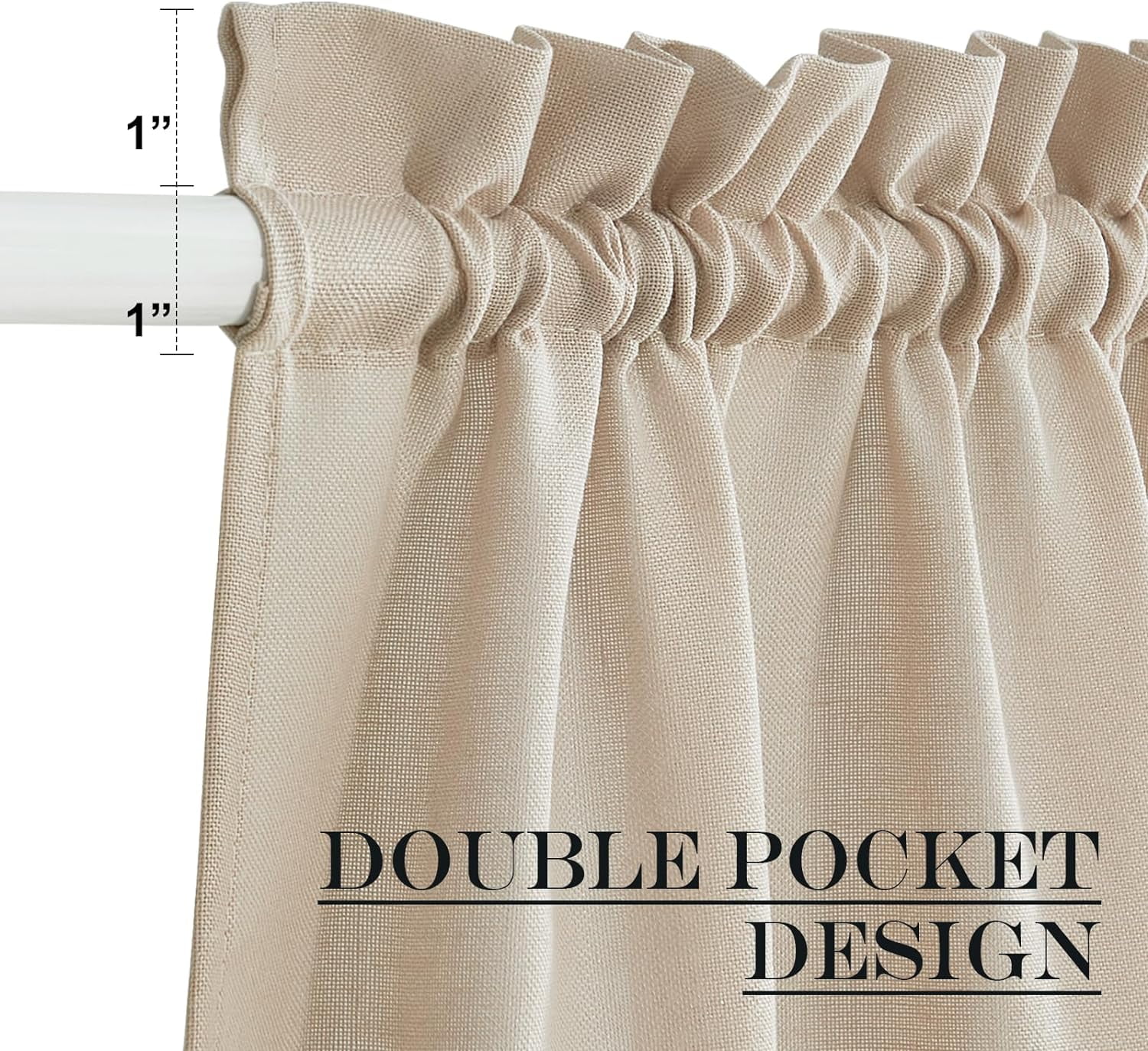 FUGee-Linen Door Curtains 50 inch Length 1 Panel Farmhouse Kitchen ...