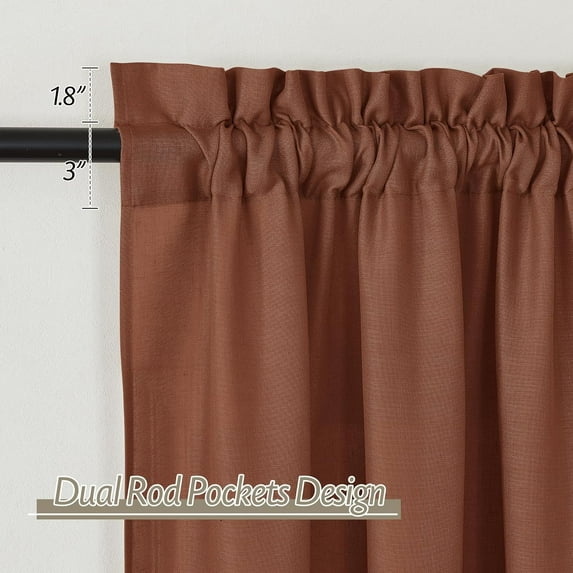 FUGee-Linen Fall Curtains for Living Room, Semi Sheer Light Filtering ...