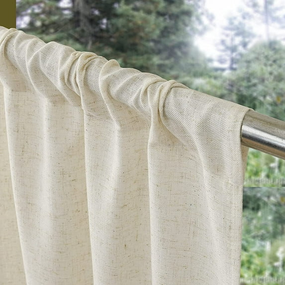 FUGee-Linen Kitchen Curtains 24 Inch Length Rustic Farmhouse Crude ...