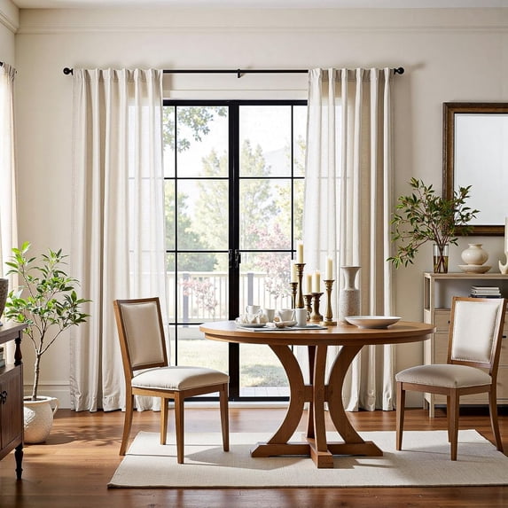 FUGee-Linen Smei Sheer Curtains 90 Inch Length 2 Panels Set Light ...