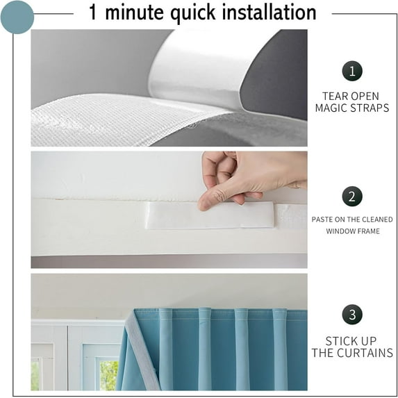 FUGee-Magic Tape Stick on Curtains Blackout Curtains for Bedroom no ...