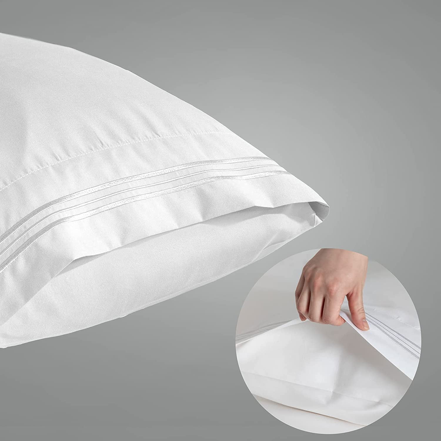 FUGee-Microfiber Pillow Cases - Standard Size Set of 4-1800 Thread ...