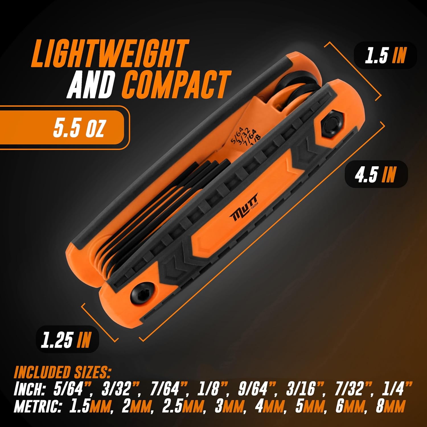 FUGee-Mutt Tools 17pc Folding Allen Key Set - SAE & Metric Hex Wrench Set with Color-Coding ...