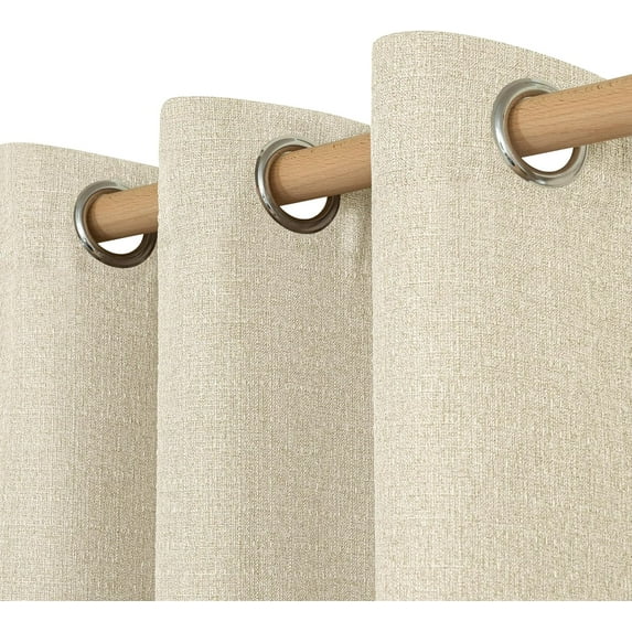 FUGee-Natural 40 inch Length Linen Curtains, Linen Textured Thermal ...