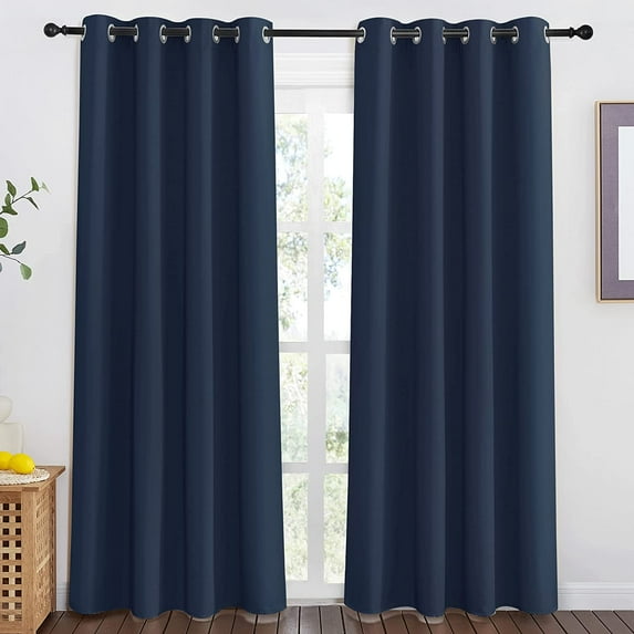 FUGee-Navy Blue Blackout Window Curtain for Doorway - Grommet Privacy ...