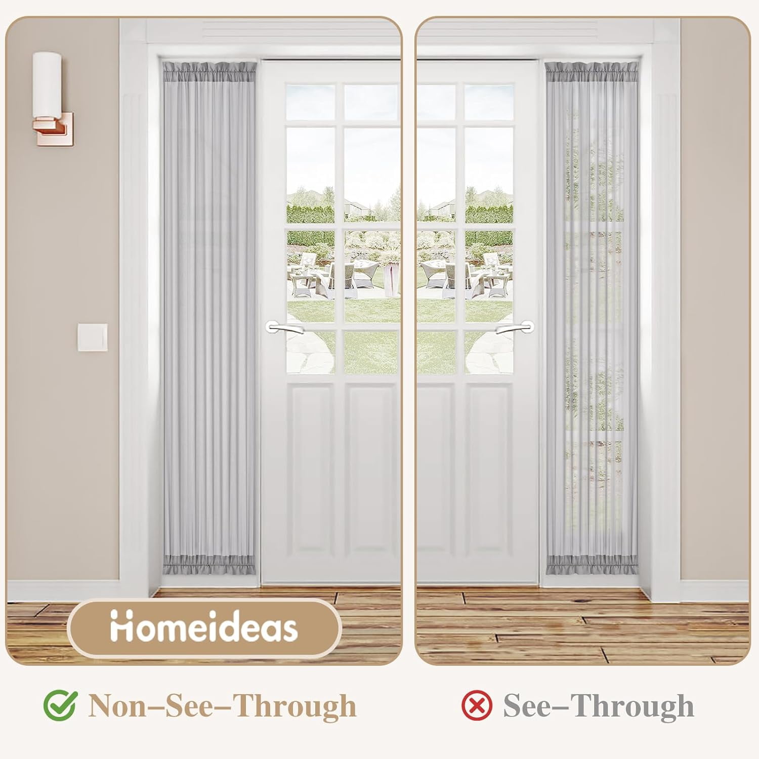 FUGee-Non-See-Through French Door Curtains Set of 2 for Front Door ...