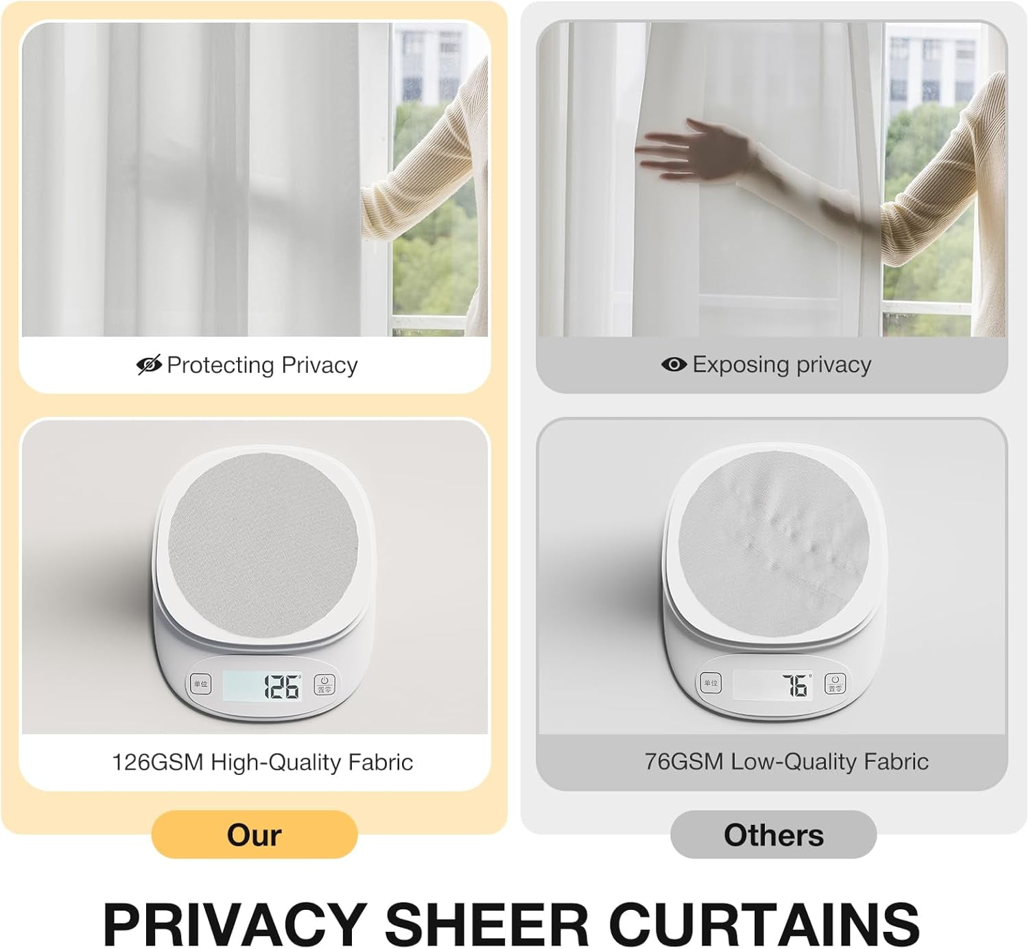 FUGee-Non-See-Through Privacy Semi Sheer Curtains for Living Room 102 ...