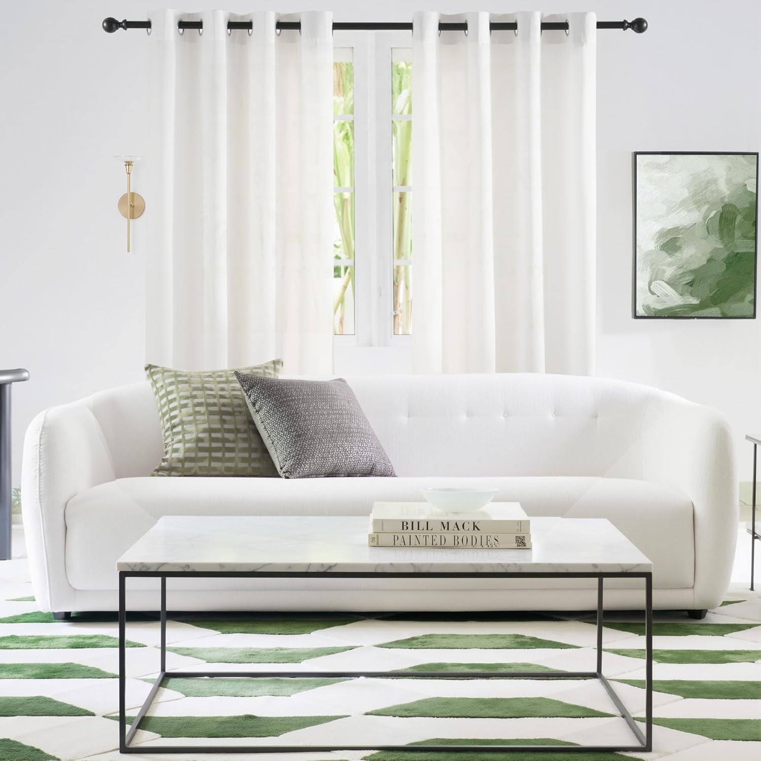 FUGee-Non-See-Through White Privacy Sheer Curtains 54 inches Long 2 ...