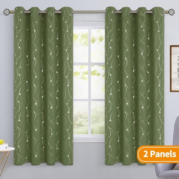 FUGee-Olive Green Blackout Curtains 63 Inch Length 2 Panels Set ...