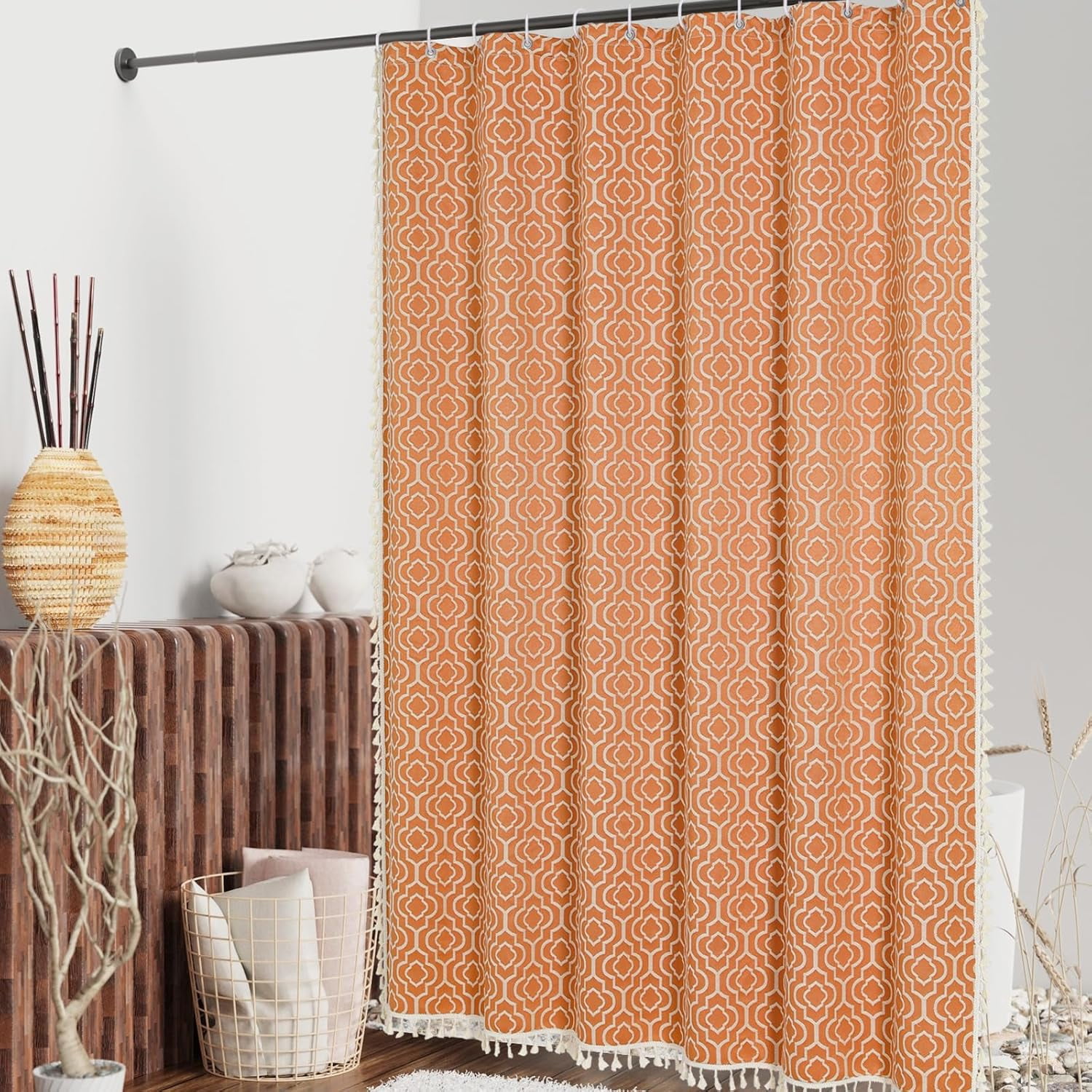 FUGee-Orange Boho Shower Curtains for Modern Farmhouse Bathroom Decor ...