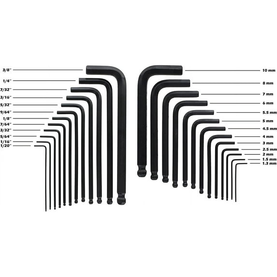 FUGee-Orange SAE-Inch/Metric/mm Ball Point Hex Socket Driver Allen Key ...