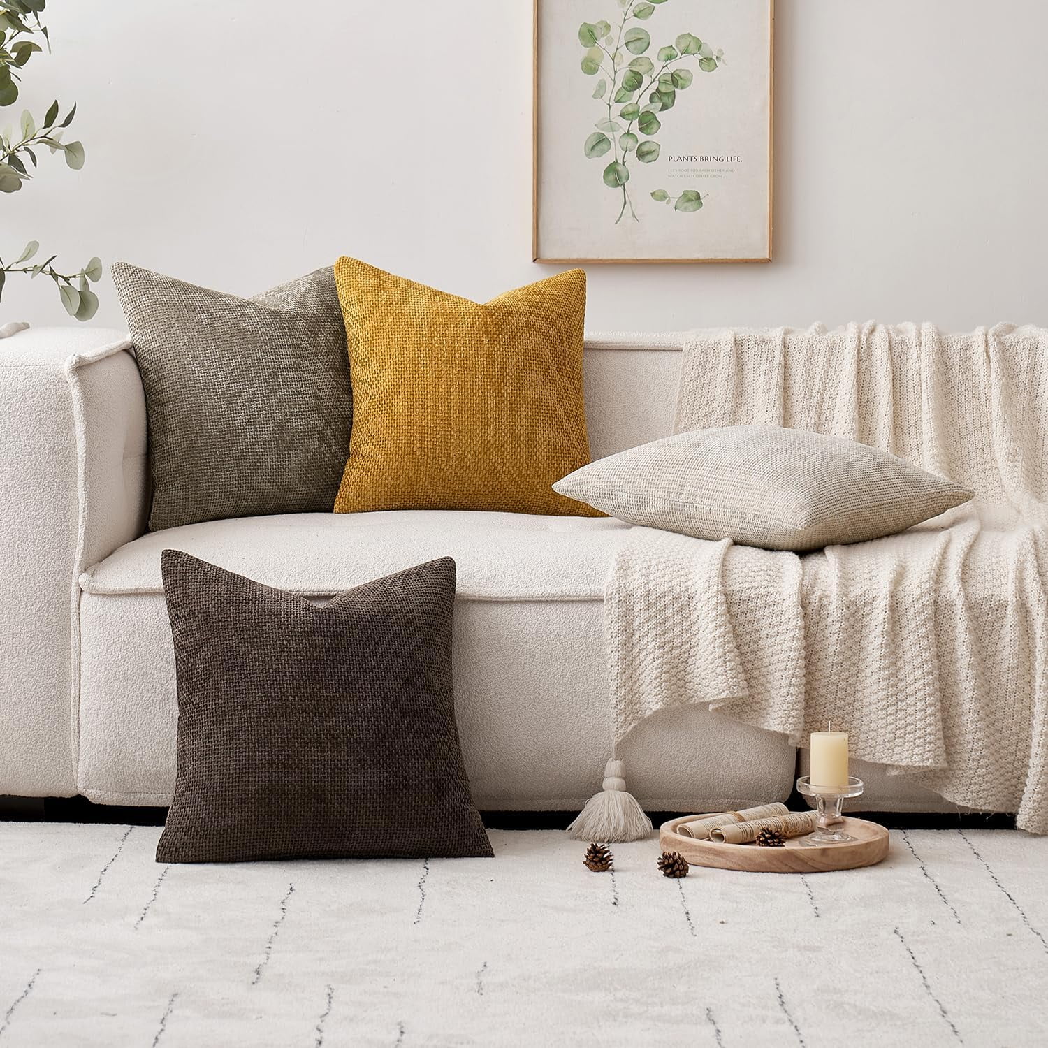 FUGee-Pack of 2 Euro Sham Pillow Covers 24x24 Inch Coastal Smoke Blue ...